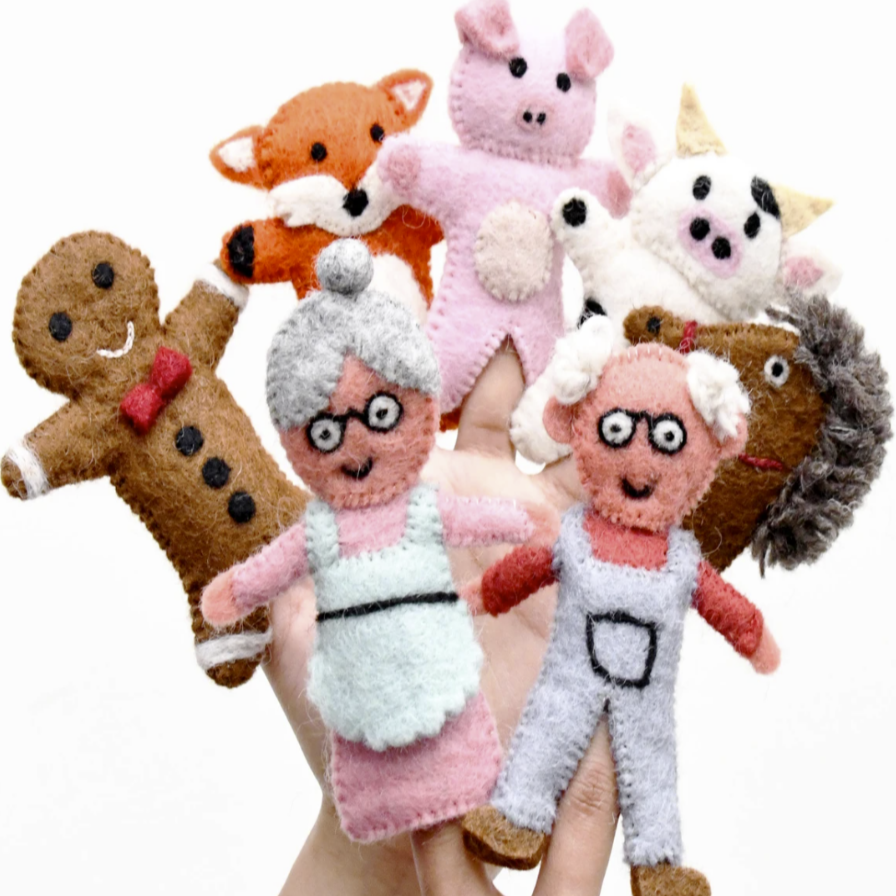 Gingerbread Man Story Finger Puppet Set felttoy, fingerpuppet, forkids ...