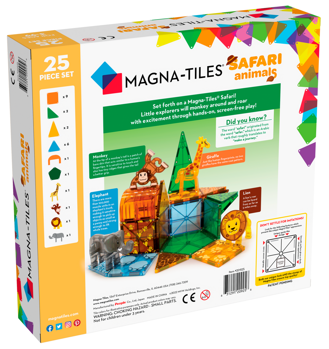 MAGNA-TILES Safari Animals 25 Piece Set | Creative Play | Mommy's Pouch